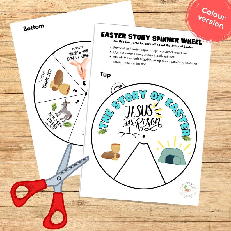 Easter Story Spinner Wheel Colouring Craft, Sunday School Craft, Bible ...