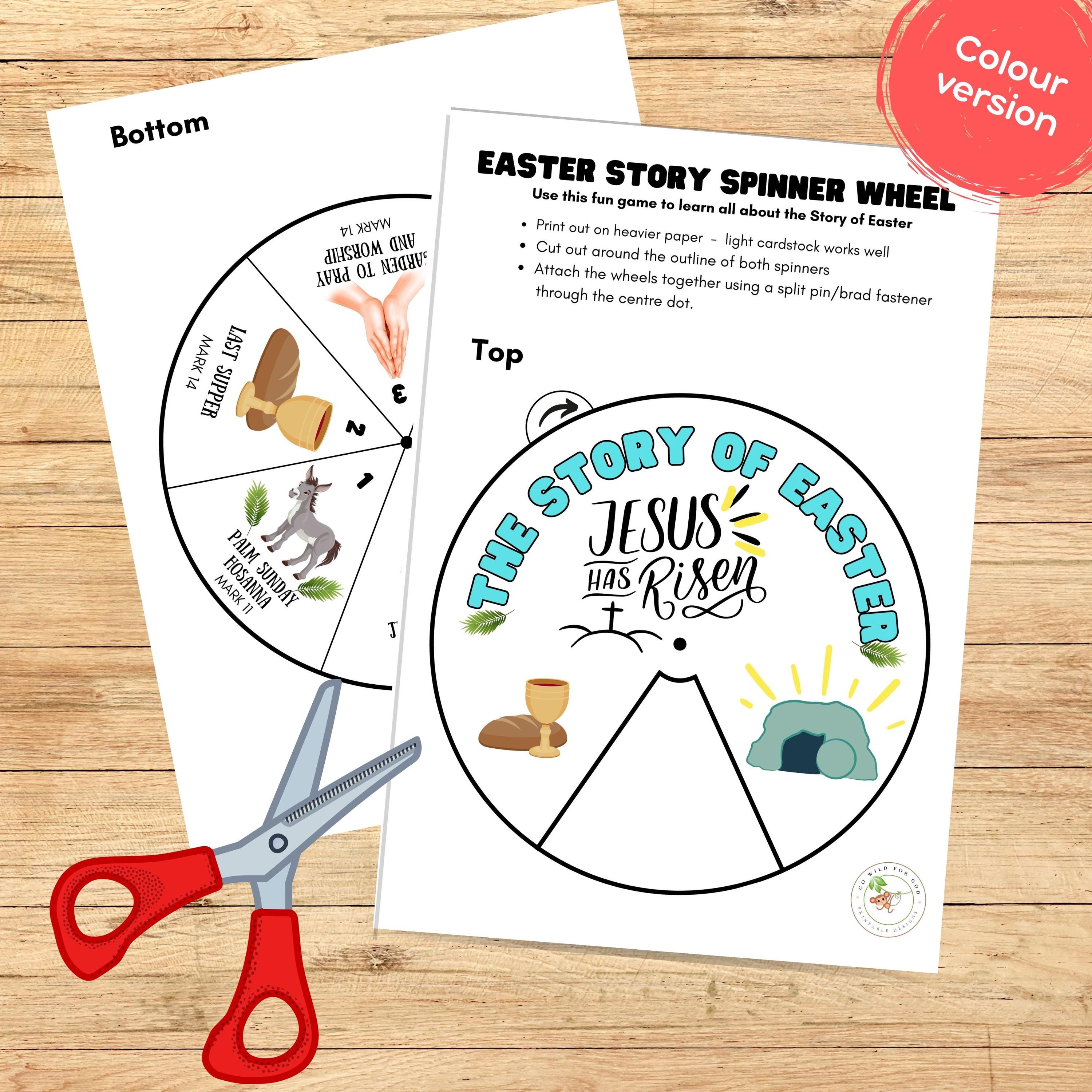 Easter Story Spinner Wheel Colouring Craft, Sunday School Craft, Bible ...