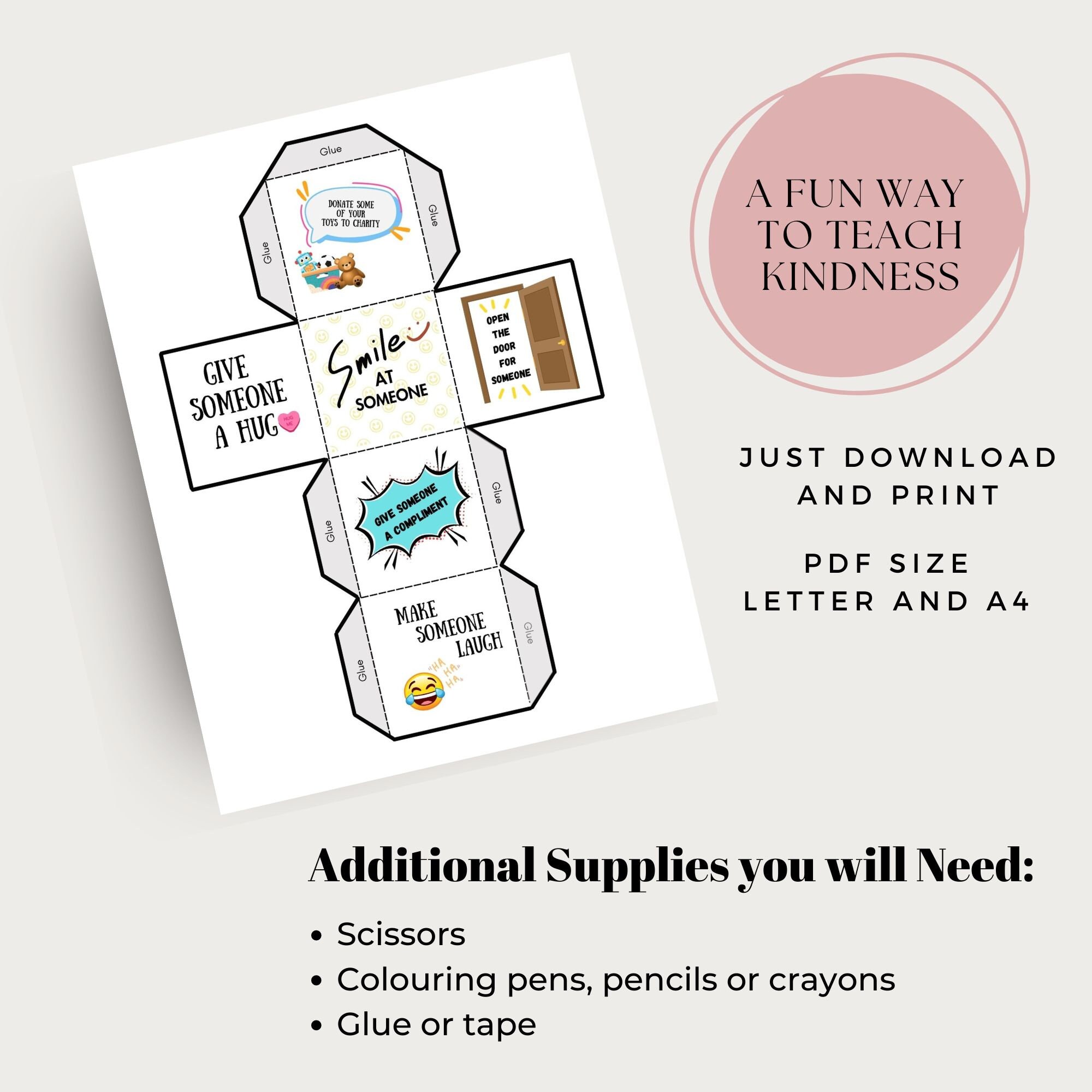 Be Kind Cube Colouring Craft, Sunday School Craft, Bible Printable ...