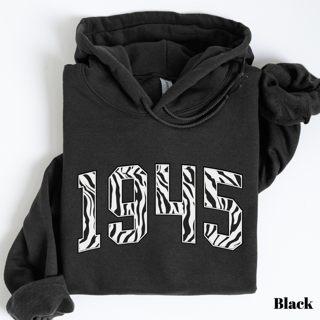 1945 Zebra Print Sweatshirt, Custom Year Crewneck, DTG Printed, Comfort ...