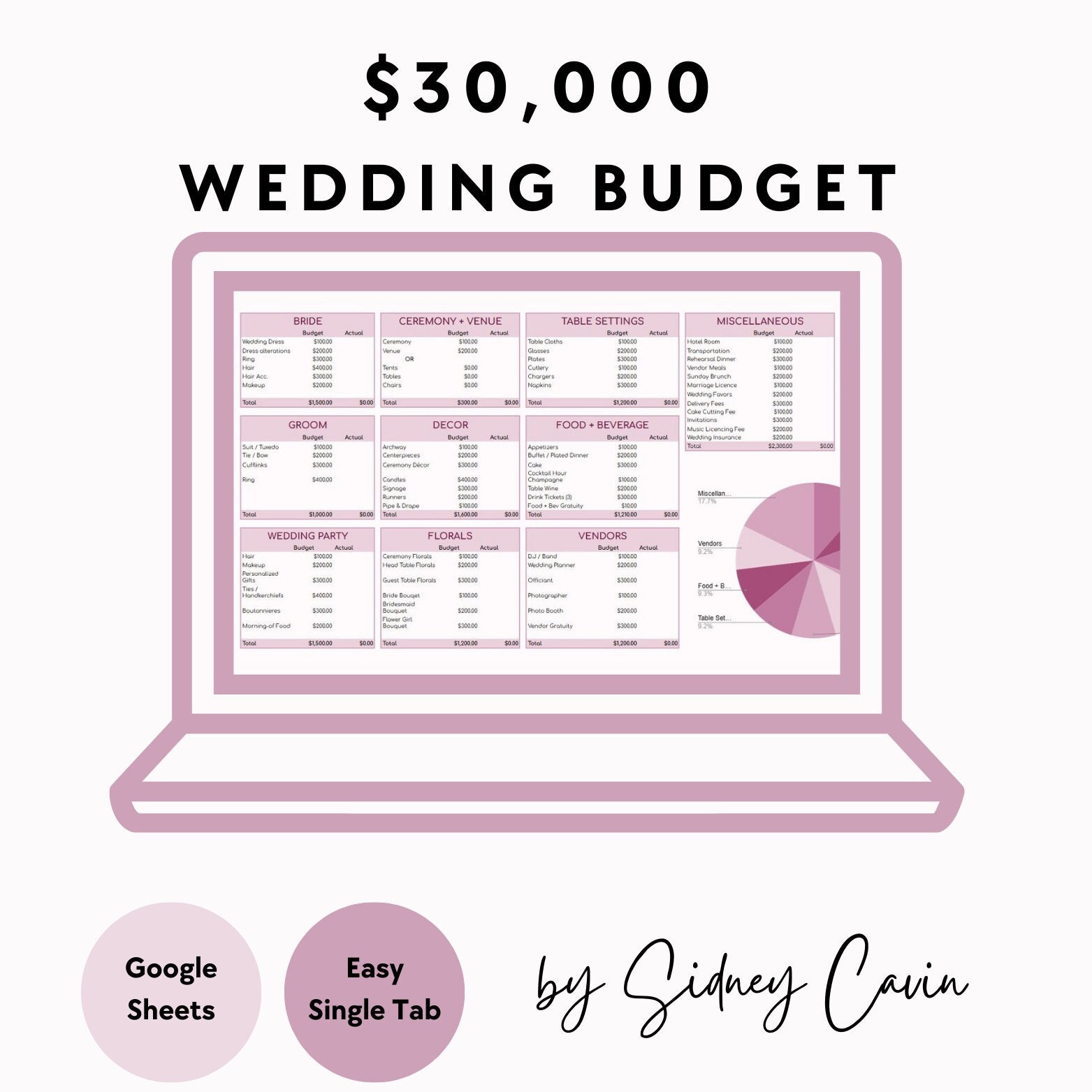 30,000 Wedding Budget | Google Sheet Budget Planner | Wedding Expense ...