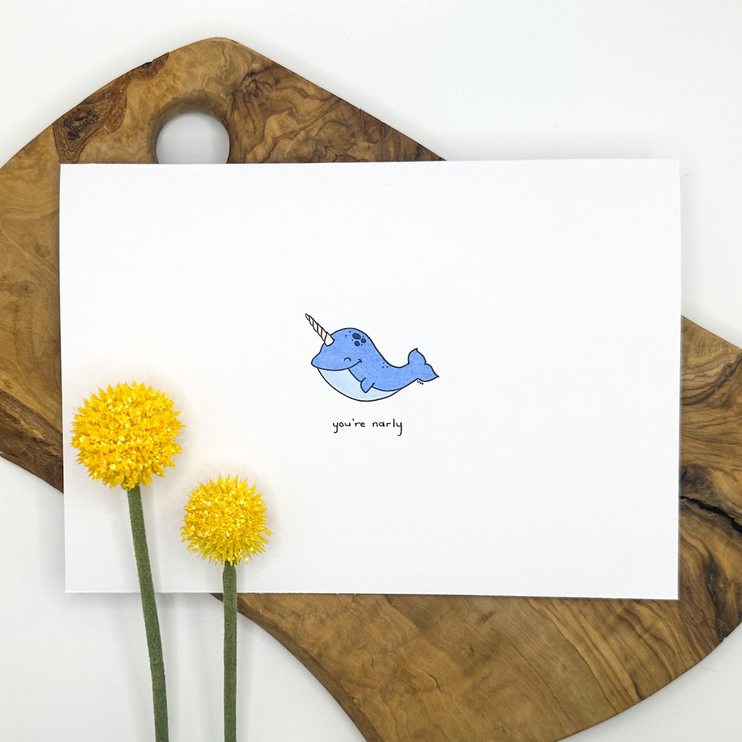 Narwhal Card – Minimalist Hand-drawn Pun Greeting Card - Etsy
