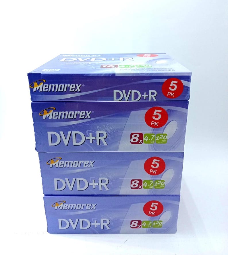 MEMOREX 20 Pack DVD+R 16X 4.7GB 120 Min Recordable Media Disc Box NEW ...