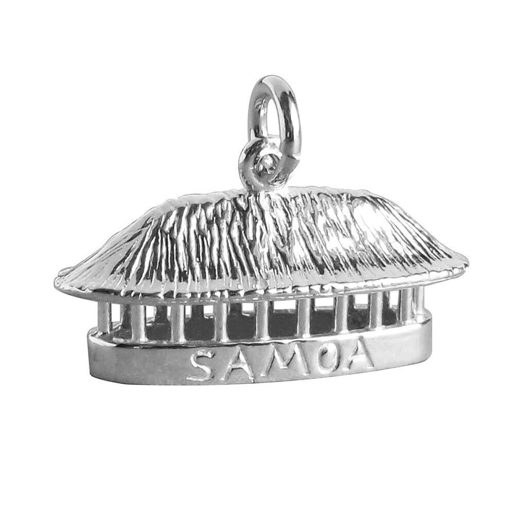 Sterling Silver Charm Samoan Hut .925 Pacific Island Pendant Samoa ...