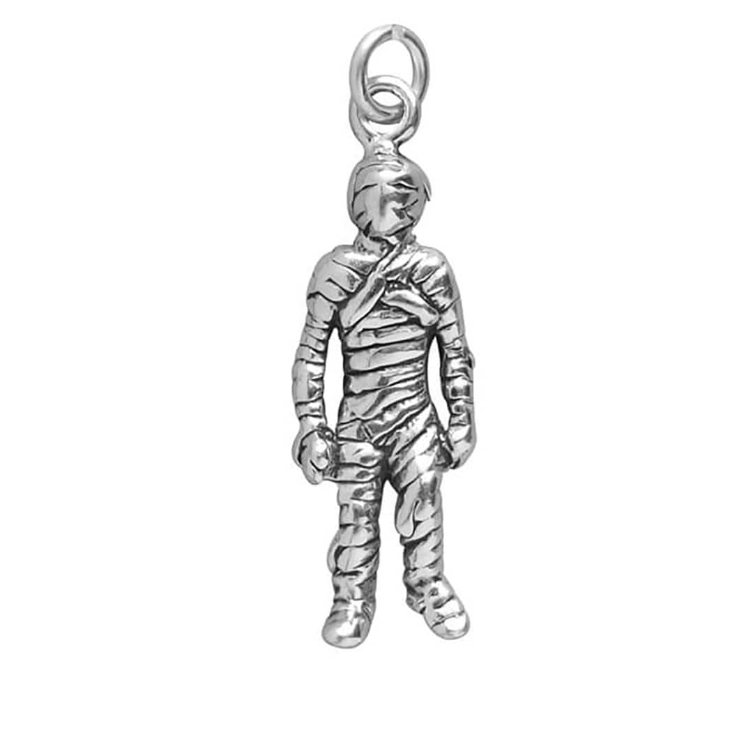 Sterling Silver Mummy Charm: 3D Egyptian Halloween Pendant - Etsy