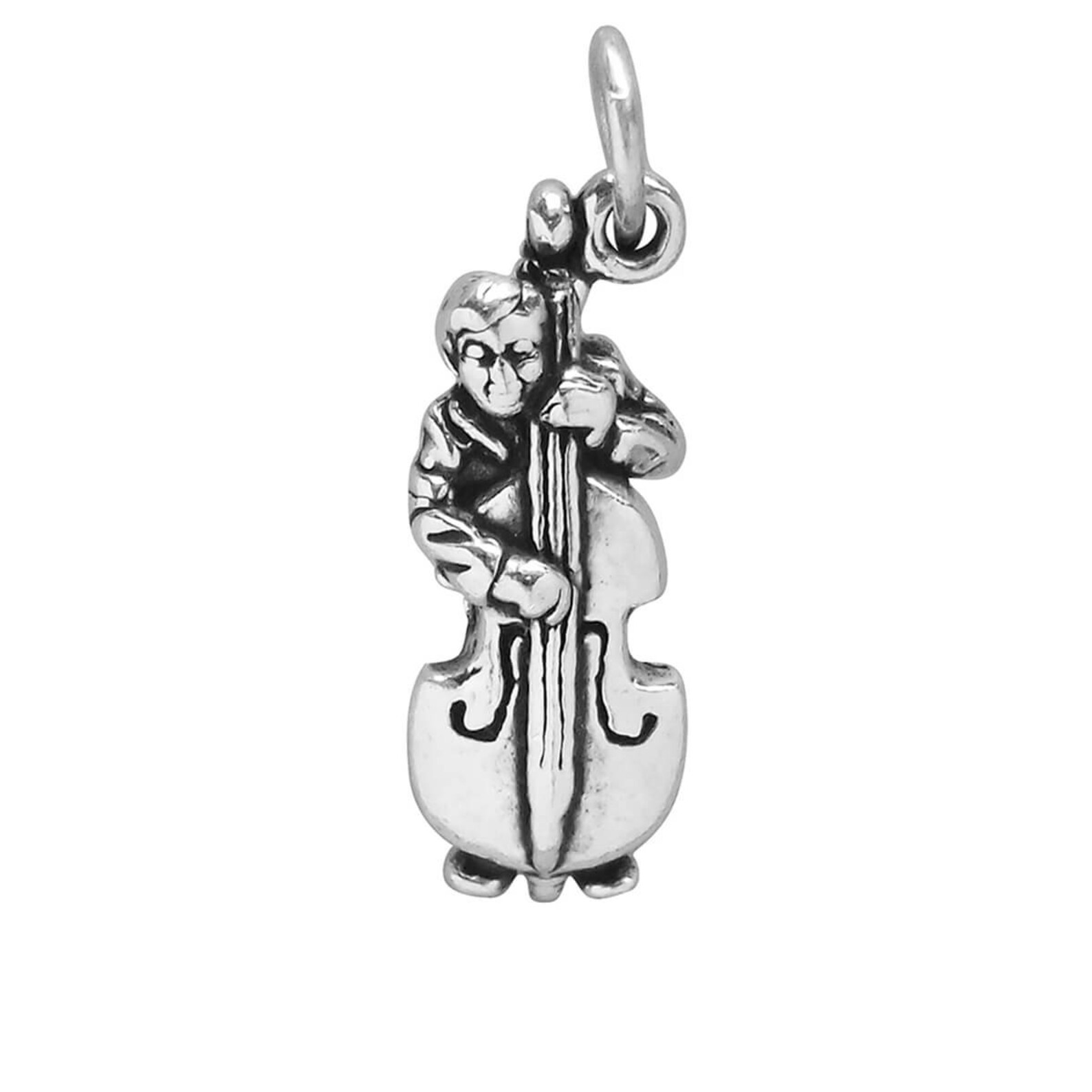 Sterling Silver Charm Double Bass .925 Music Pendant Silver Stand up ...