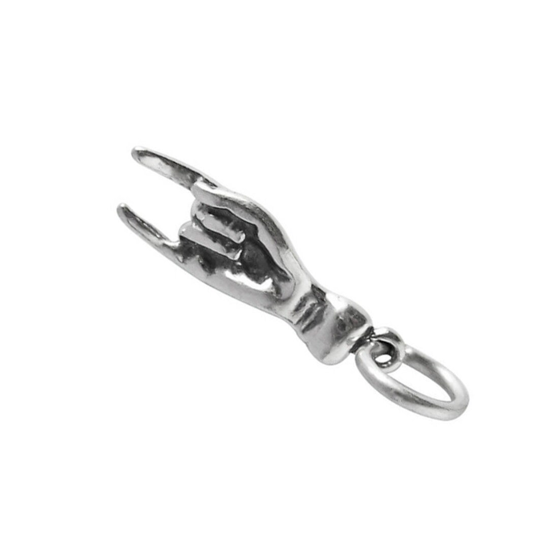 Sterling Silver Cornuto Charm .925 Italian Good Luck Hand Symbol ...