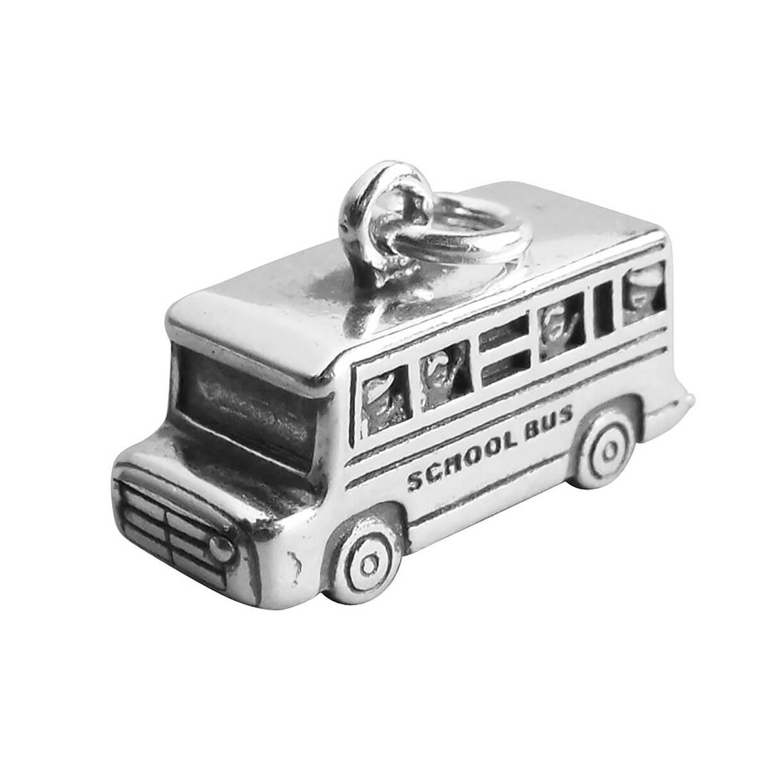 Sterling Silver School Bus Charm, Teacher Gift - Etsy