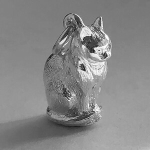 Sterling Silver Cat Charm Sitting .925 Pendant Domestic Pet Feline - Etsy