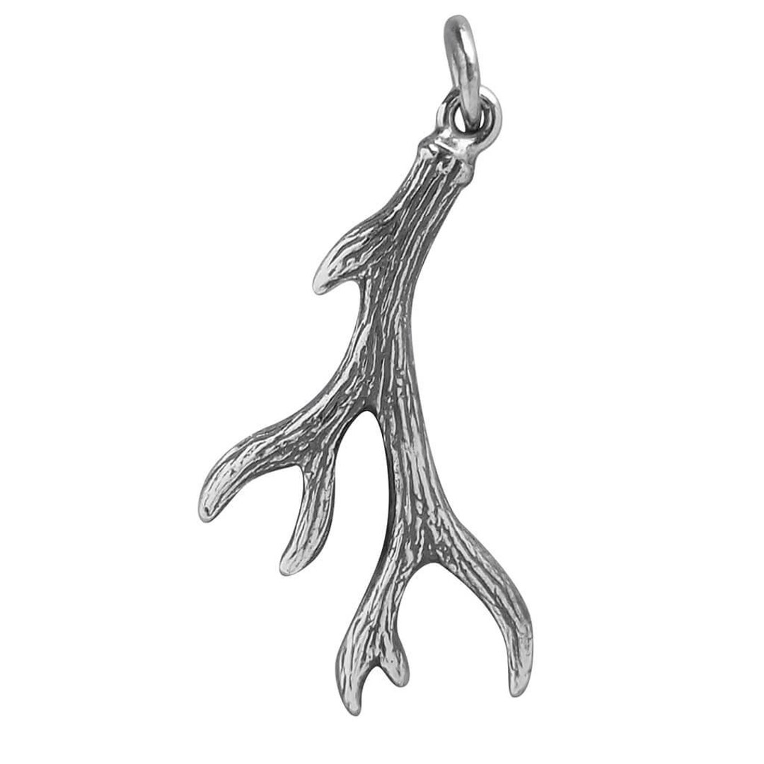 Sterling Silver Deer Stag Antler Charm .925 Animal Pendant Gift for Elk ...