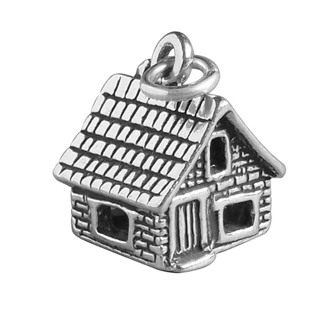 Sterling Silver House Charm .925, Cottage Pendant - Etsy
