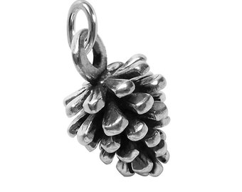 Sterling Silver Pinecone Charm- 925 Sterling Silver Pine Cone Pendant ...