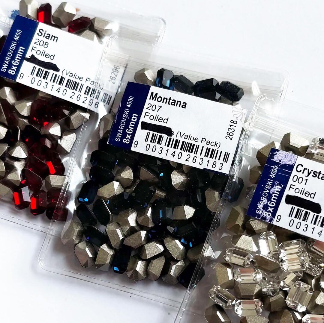 Swarovski© Crystal Montana Siam Crystal 4600 8x6mm Loose Foil Backed ...
