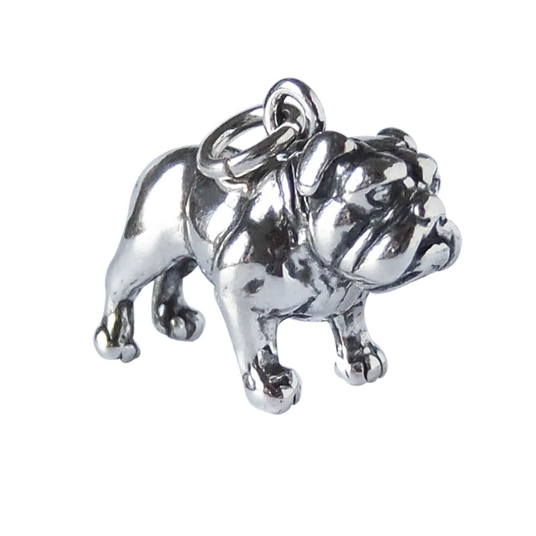 Sterling Silver Bulldog Charm .925 Dog Pendant British Bull Dog Gift ...