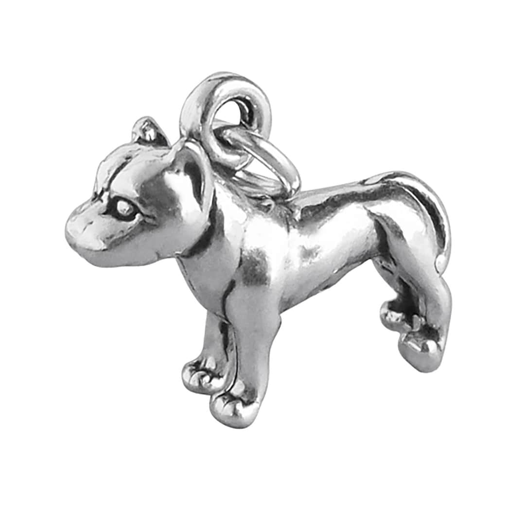 Sterling Silver Pit Bull Charm: 3D Dog Pendant - Etsy