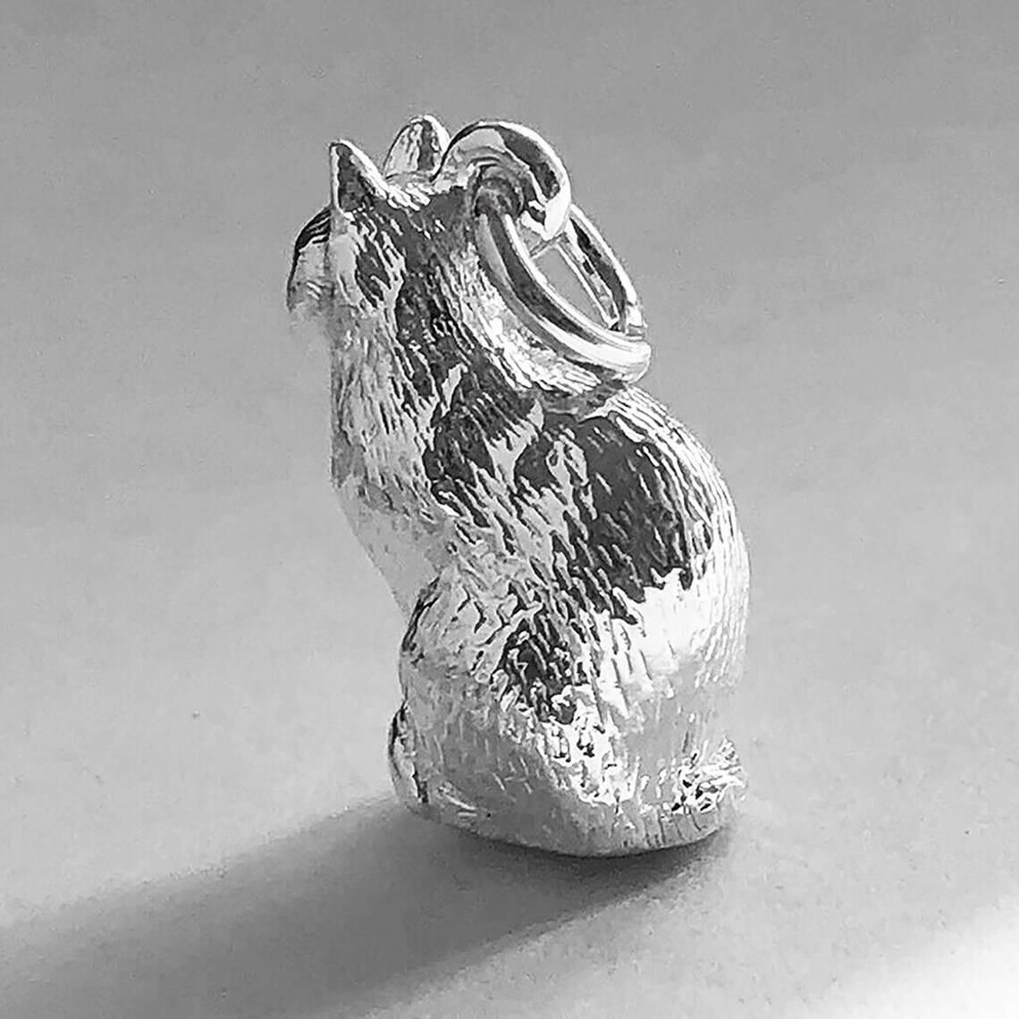 Sterling Silver Cat Charm Sitting .925 Pendant Domestic Pet Feline - Etsy