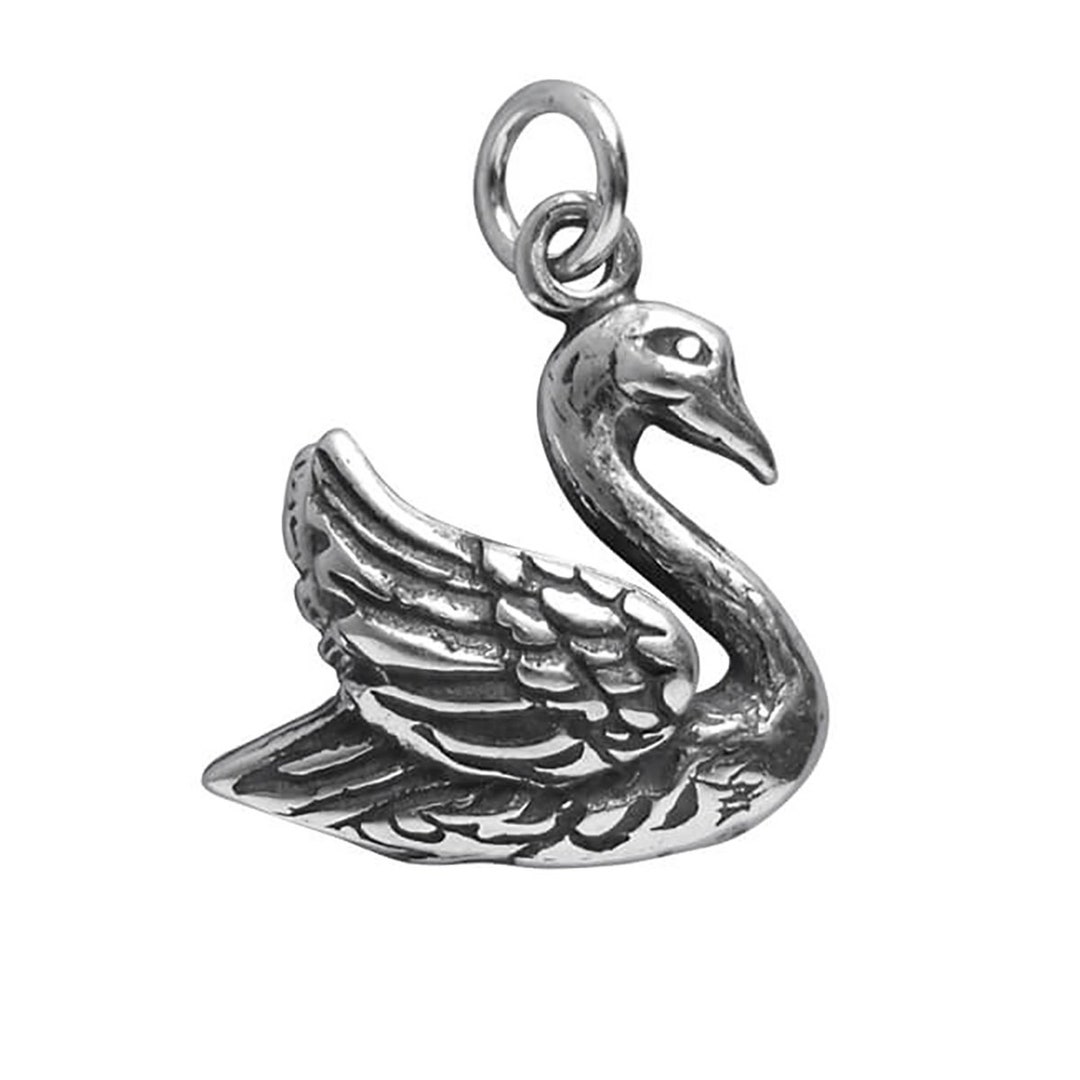 Sterling Silver Charm Swan .925 Bird Pendant Waterbird Gift for an ...