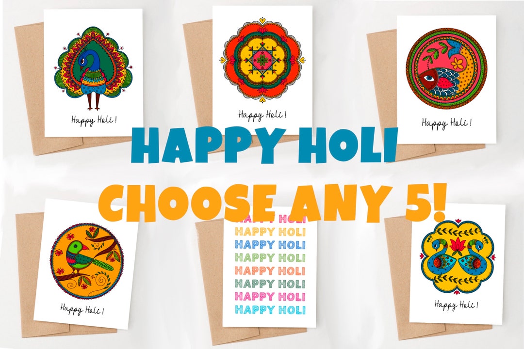 Happy Holi Bundle Choose Any Cards Customizable Card, Hindu Festival of ...