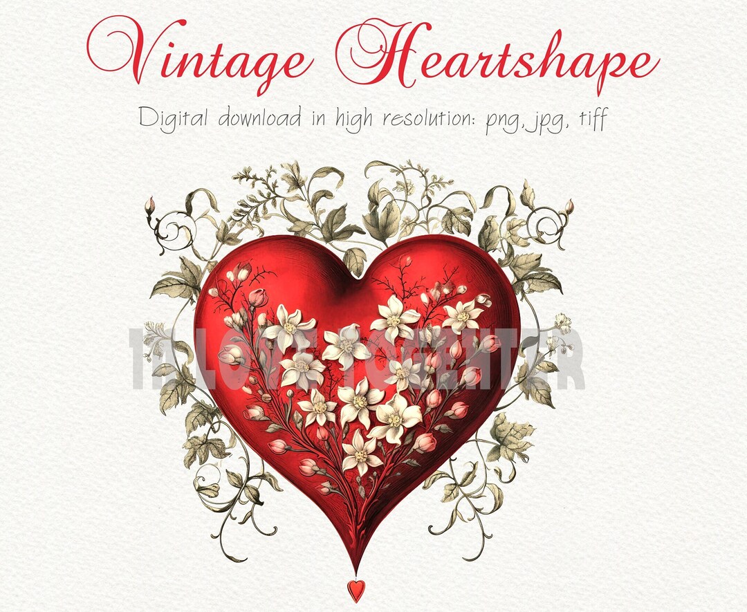 Vintage Heart Design #3, Digital Download, Wedding Design, Wedding Deco ...