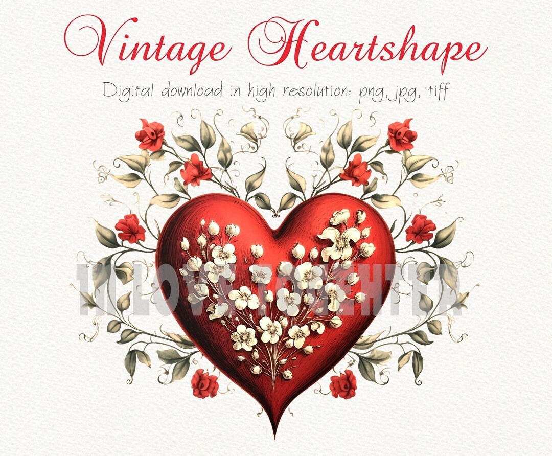 Vintage Heart Design #2, Digital Download, Wedding Design, Wedding Deco ...