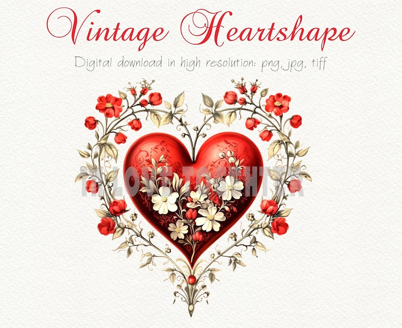 Vintage Heart Design #5, Digital Download, Wedding Design, Wedding Deco ...