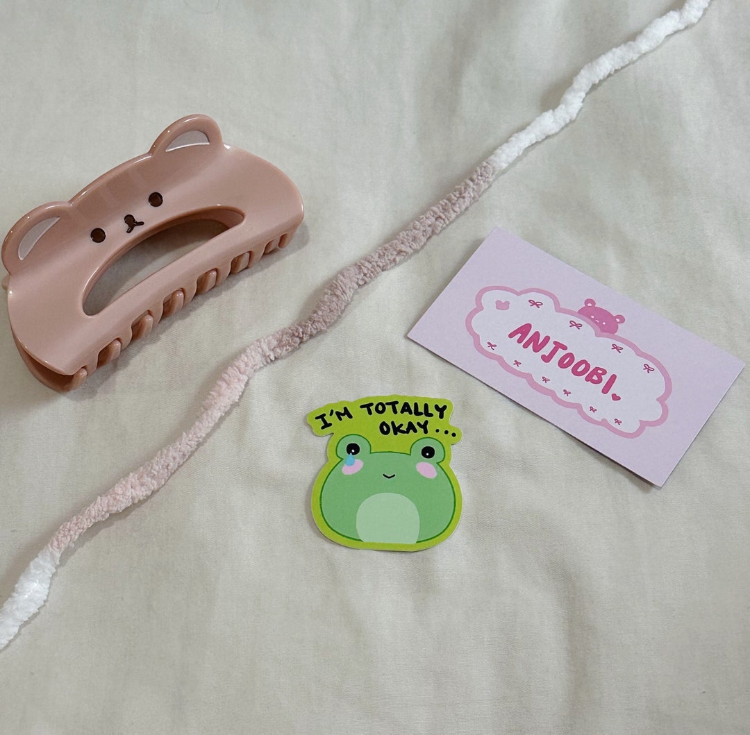 I’m Totally Okay Frog Matte Sticker - Frog, Sad Frog, Cute Frog, Cute ...