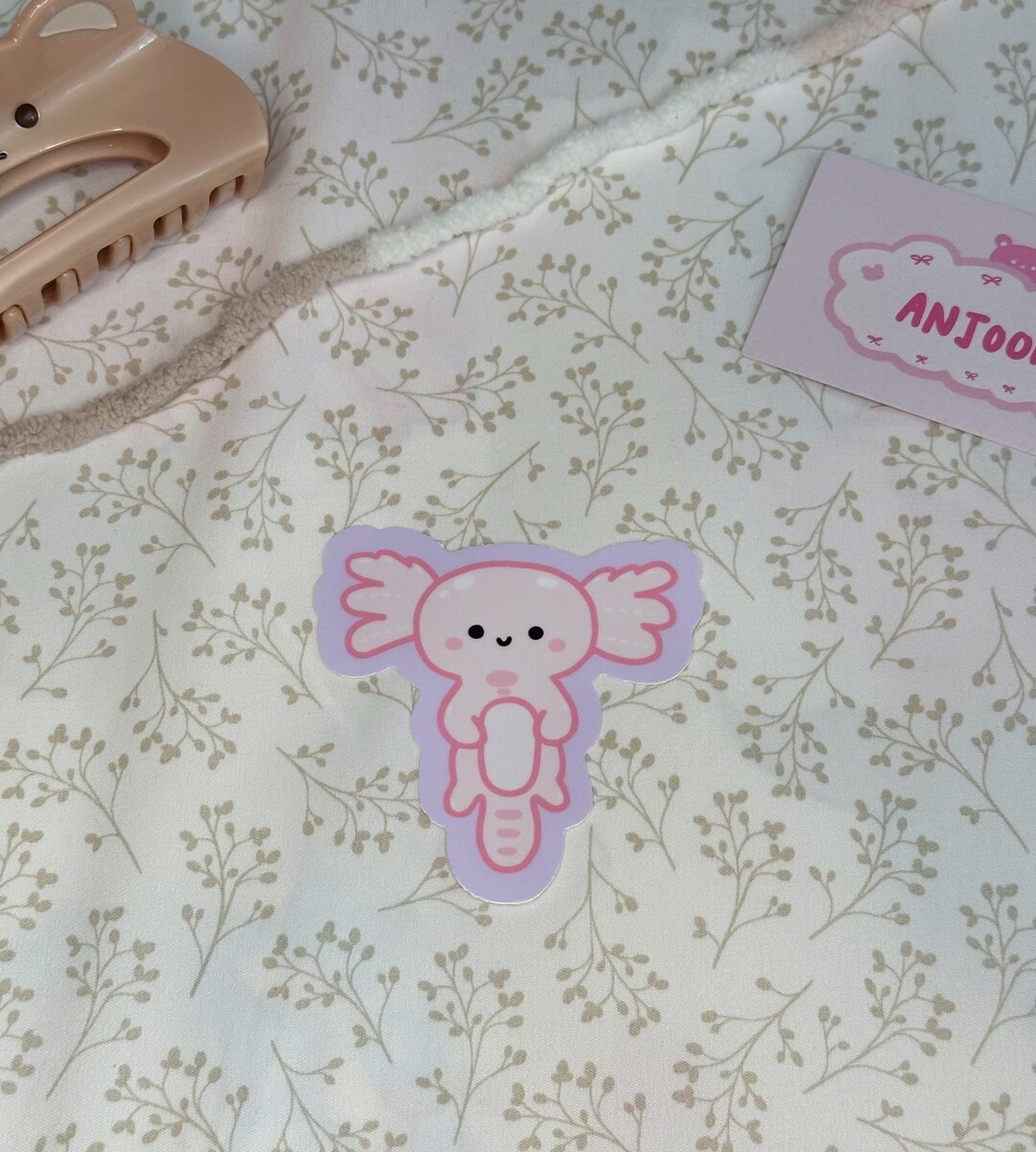 Axolotl Glossy Vinyl Sticker - Sticker Addict, Cute Sticker, Salamander ...