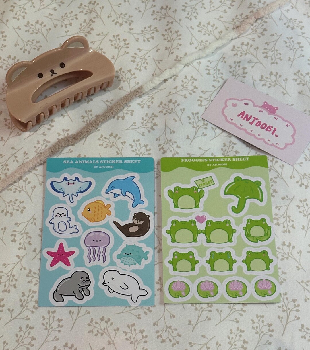 Sea Animals and Froggies Glossy Sticker Sheet - Frogs, Manatee, Beluga ...