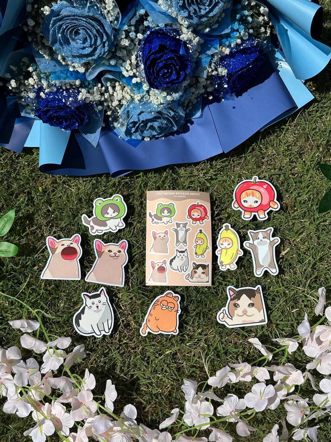 Cat Memes Stickers and Sticker Sheet - Huh Cat, Pop Cat, Happy Cat ...