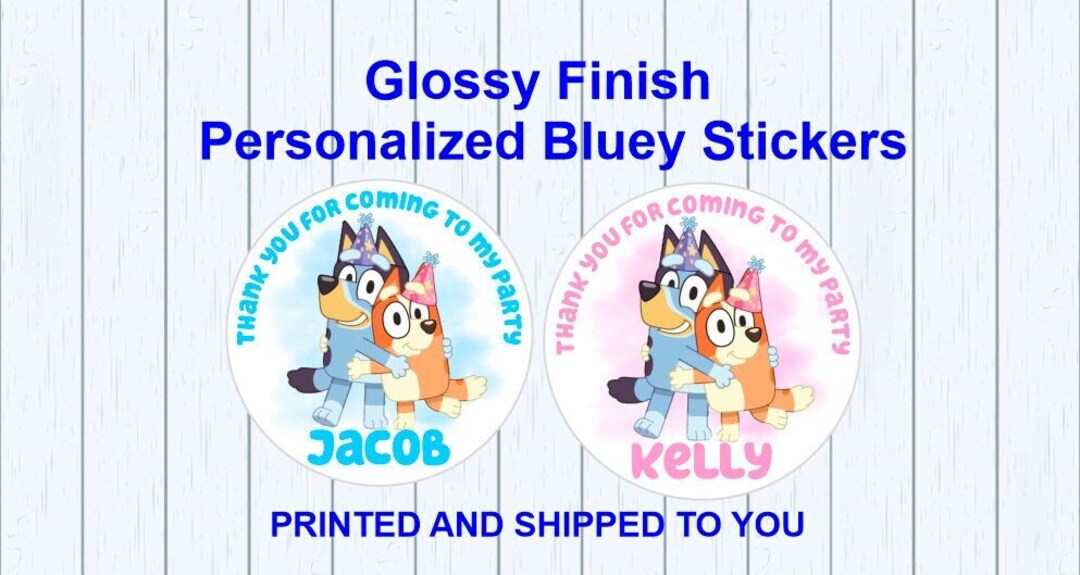 Personalized Bluey Theme Stickers With Name | 2" Diameter | Custom ...