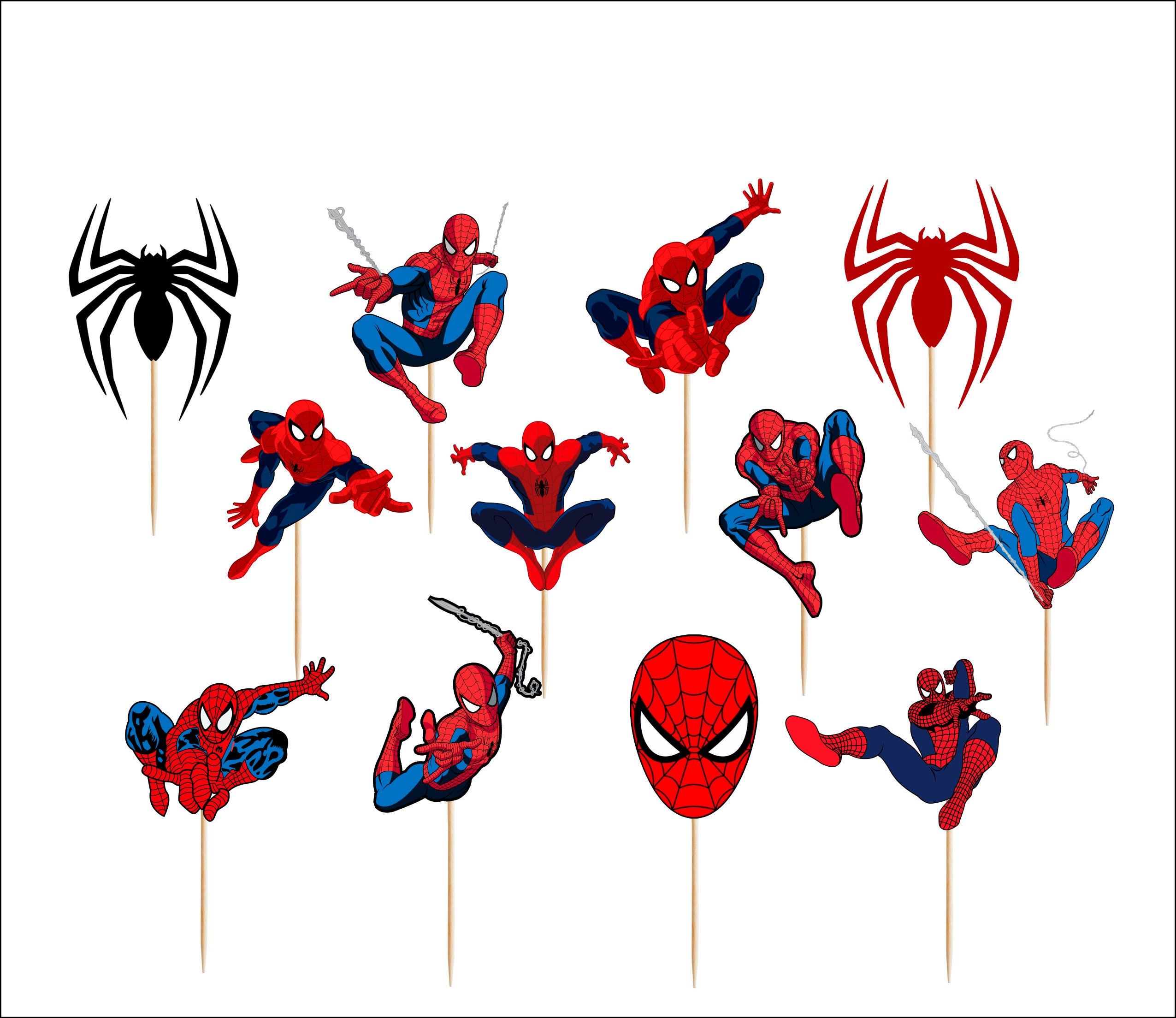 Spiderman Cupcake Toppers (set of 12) - Etsy