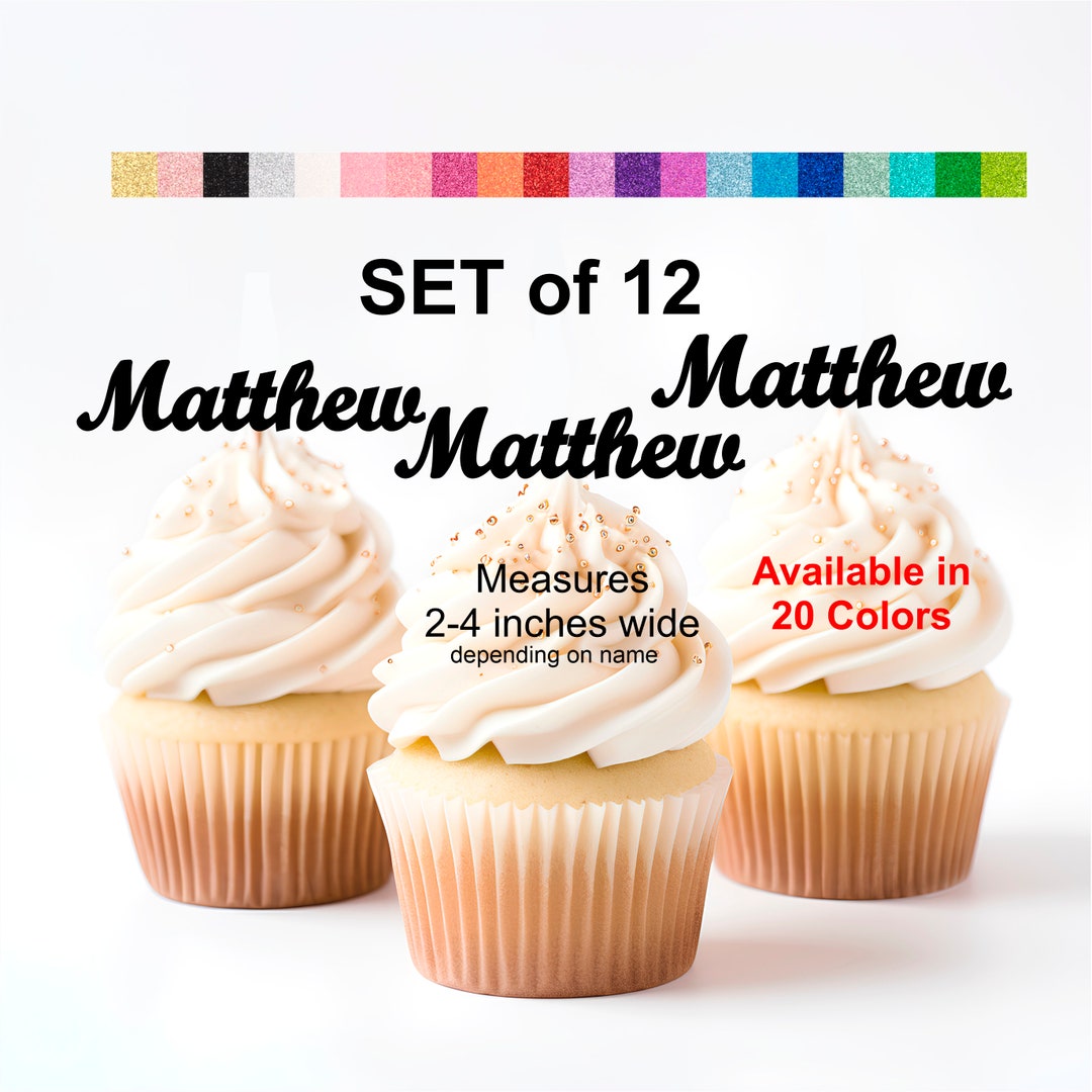 Personalized Name Cupcake Toppers (set of 12) 20 Colors Available - Etsy