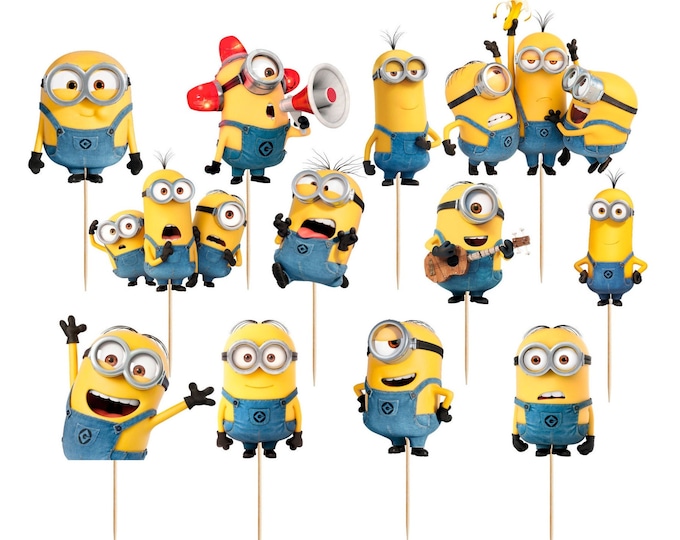 Minions Cupcake Toppers (SET of 12) Minions Theme Party Decorations - Etsy