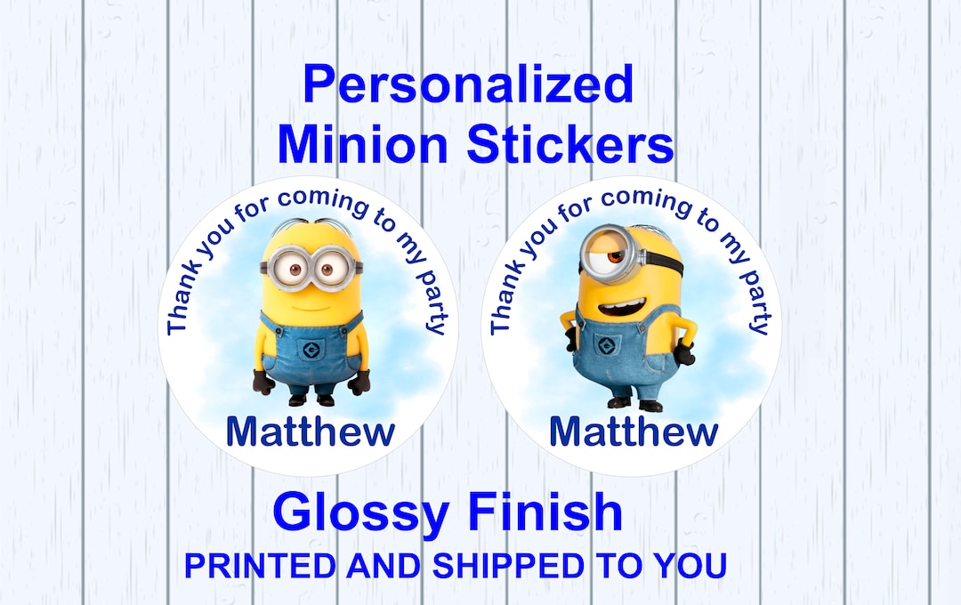 Personalized Minions Theme Stickers With Name | 2" Diameter | Custom ...