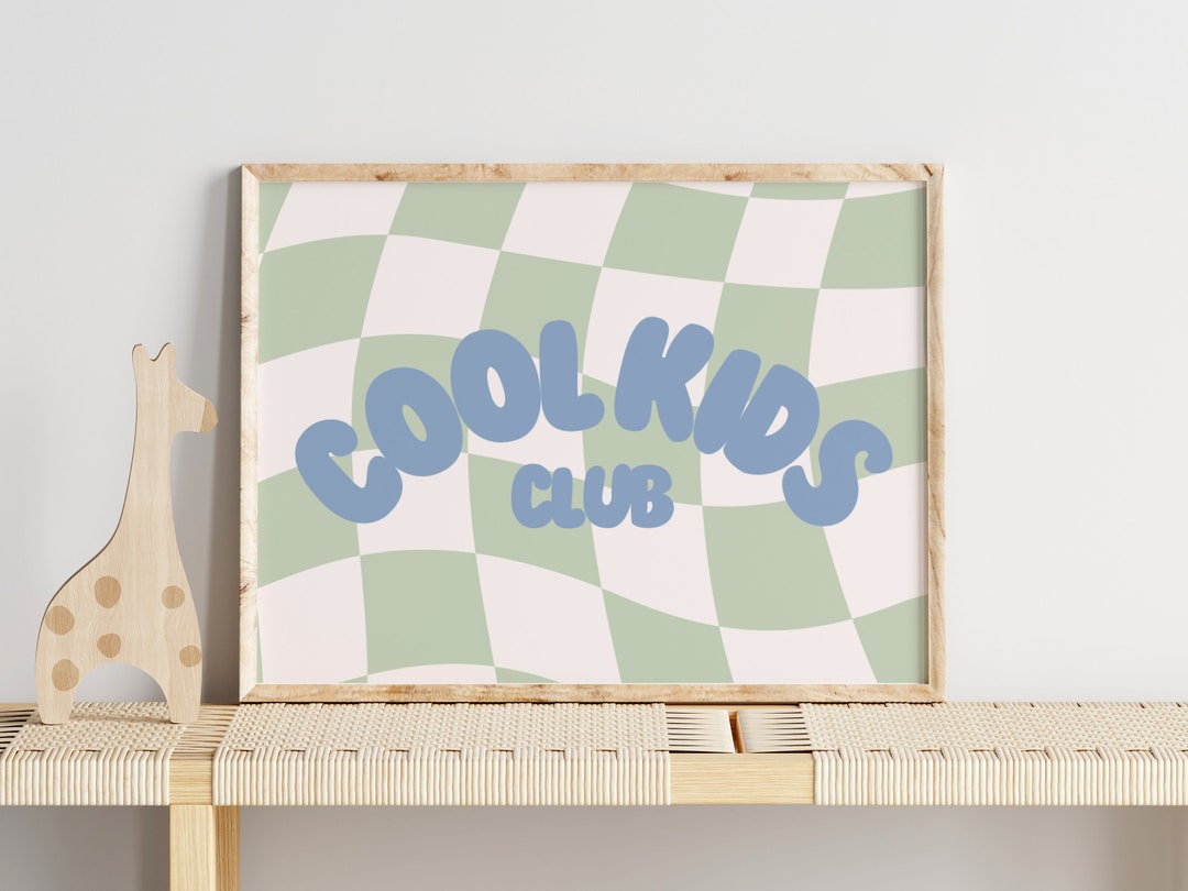 Cool Kids Club Trendy Blue Green Checker Nursery Print Decor Nursery ...