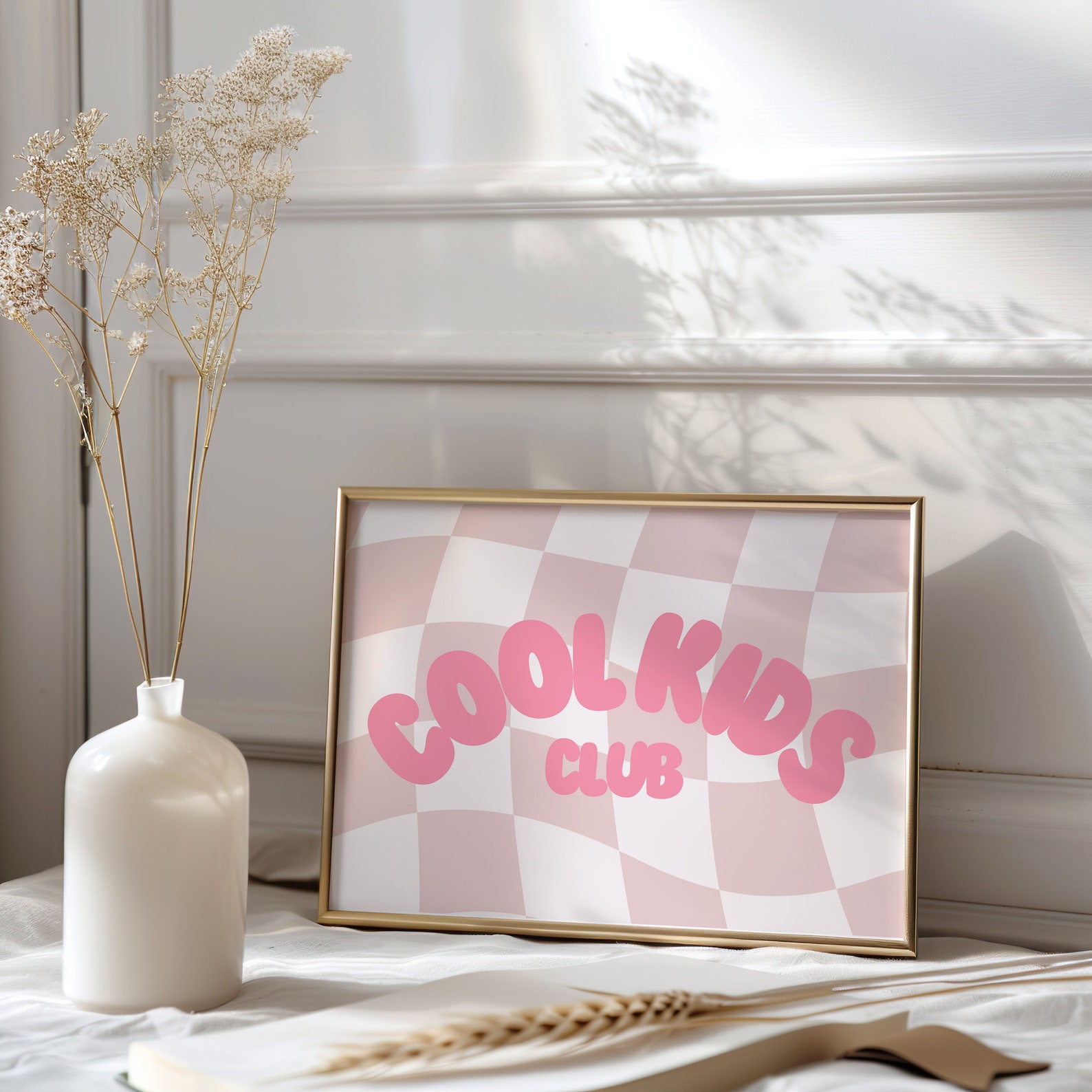 Coole Kinder Club trendige rosa Checker Kinderzimmer Druck Dekor ...