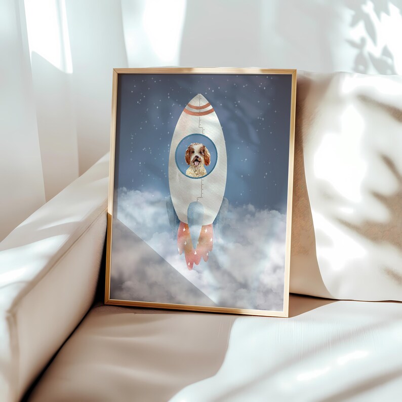 Labradoodle Astronaut Print, Rocket Ship Kids Room Decor (digital ...