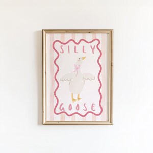Silly Goose Wall Art Goose Poster Pink Nursery Decor, Fun Animal ...