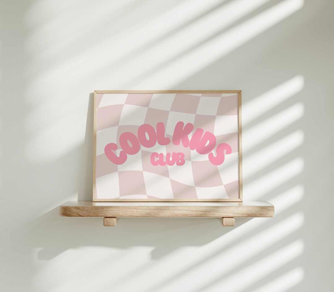 Coole Kinder Club trendige rosa Checker Kinderzimmer Druck Dekor ...