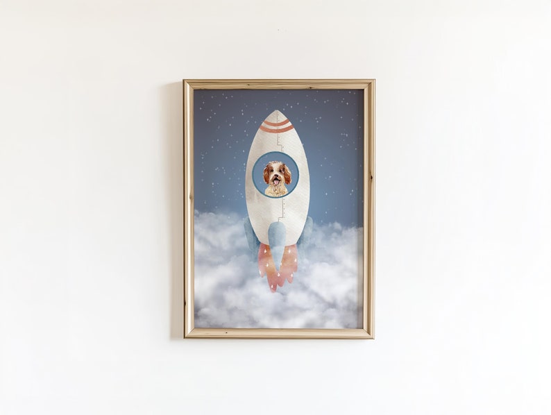 Labradoodle Astronaut Print, Rocket Ship Kids Room Decor (digital ...