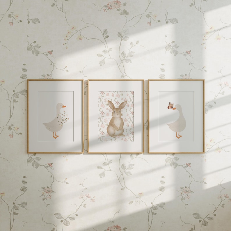 Vintage Bunny and Goose Nursery Print Set (digital Download) - Etsy