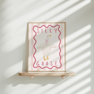 Silly Goose Wall Art Goose Poster Pink Nursery Decor, Fun Animal ...