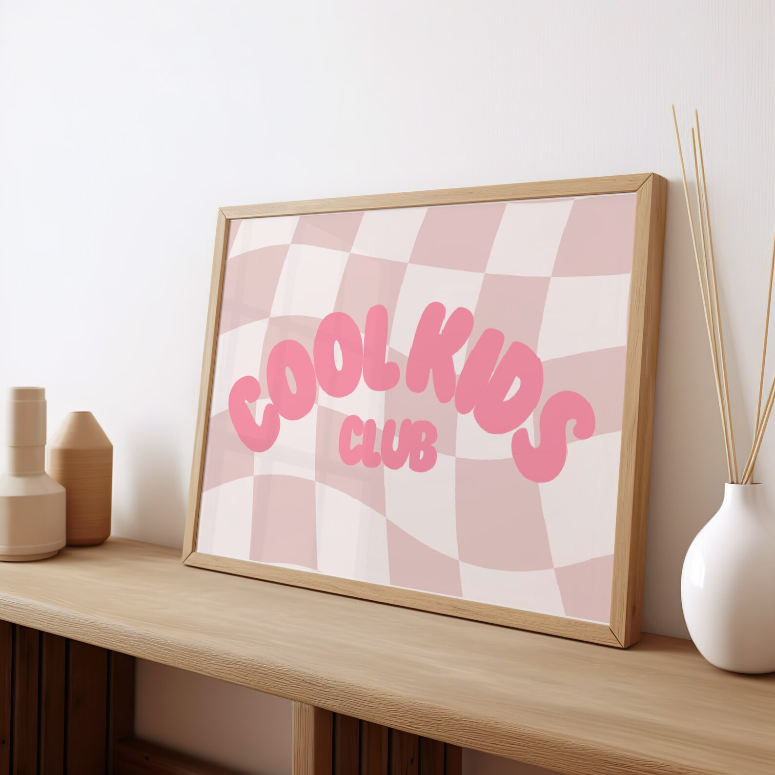 Coole Kinder Club trendige rosa Checker Kinderzimmer Druck Dekor ...