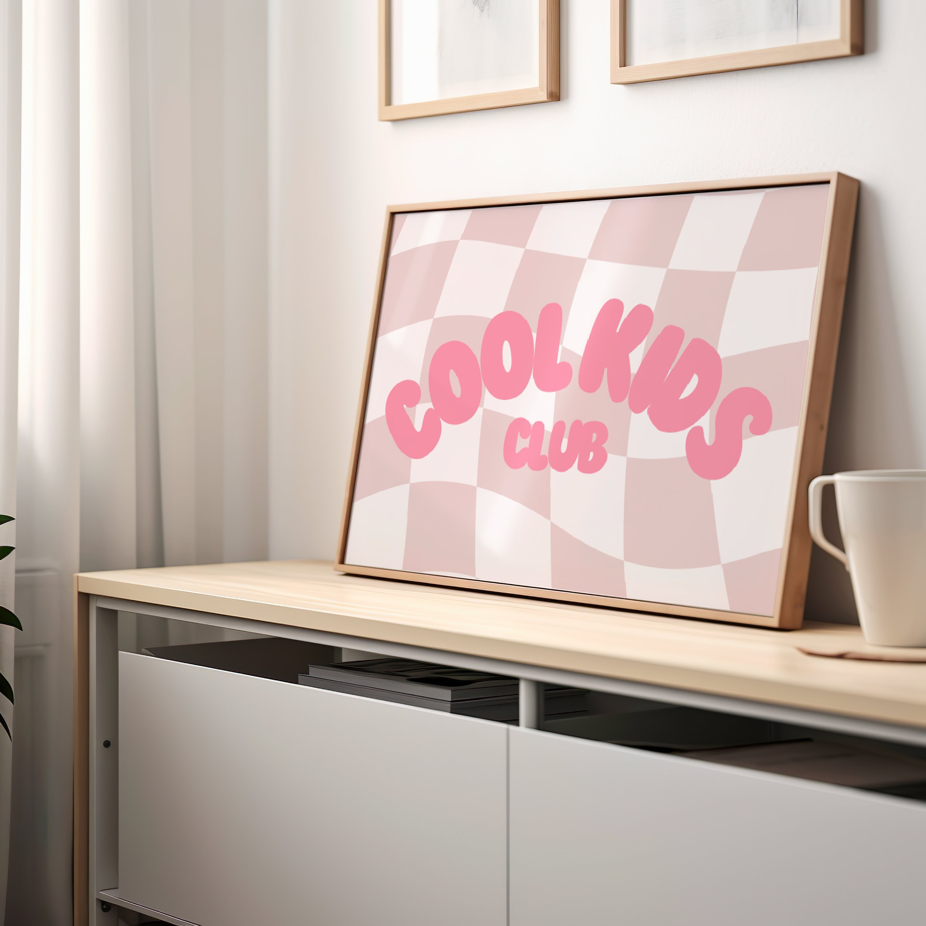 Coole Kinder Club trendige rosa Checker Kinderzimmer Druck Dekor ...