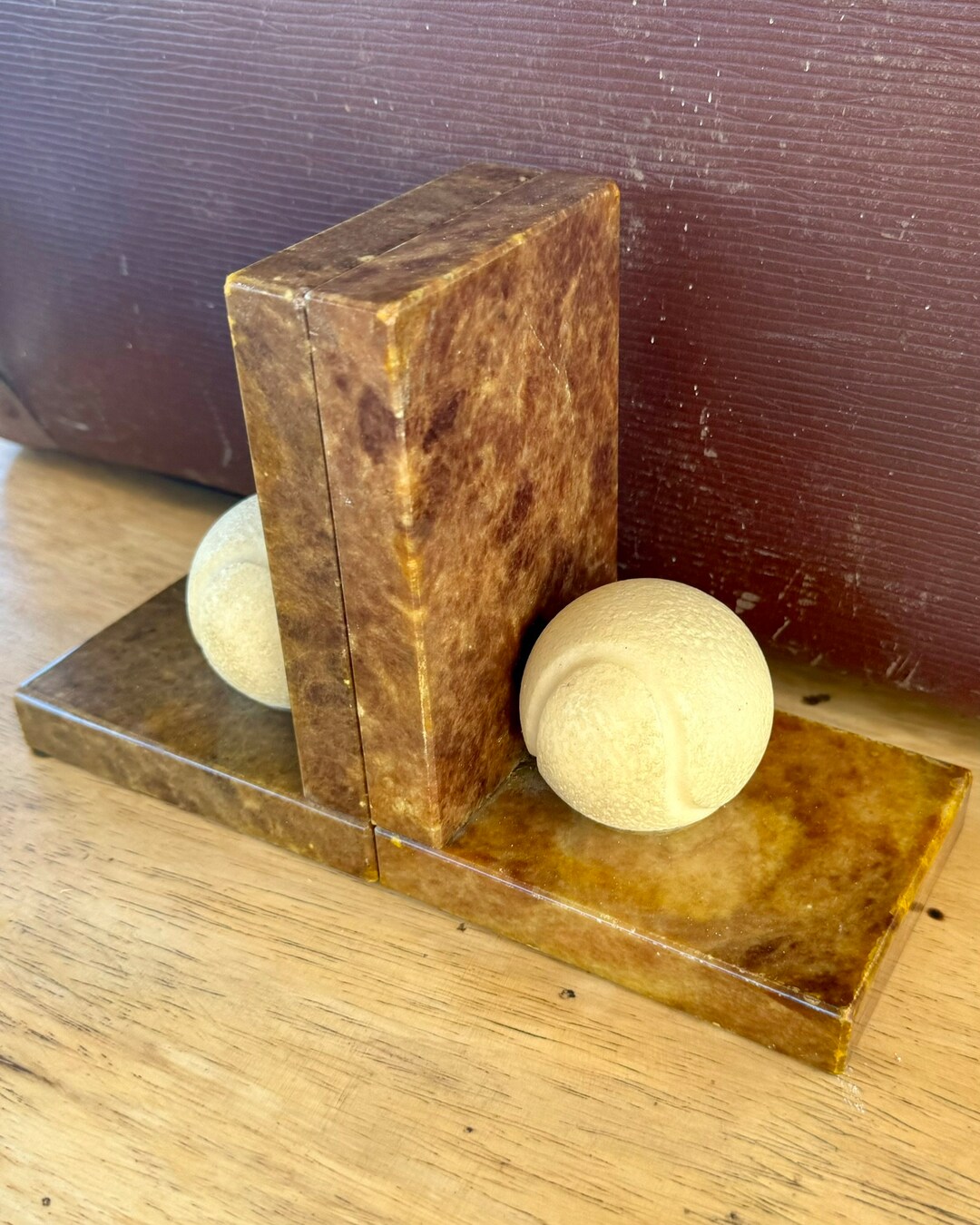 Italian Marble Bookends With Alabaster Tennis Ball Feature - Etsy