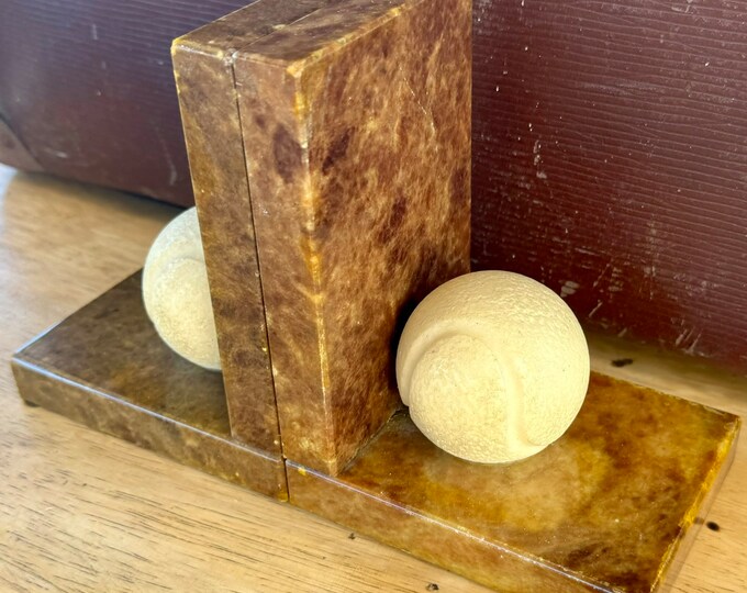 Italian Marble Bookends With Alabaster Tennis Ball Feature - Etsy