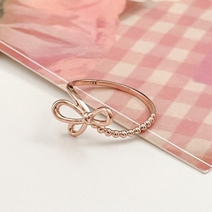 14K Solid Gold Bow Wavy Ring Minimalist Rings Classic Little Bow Ring ...