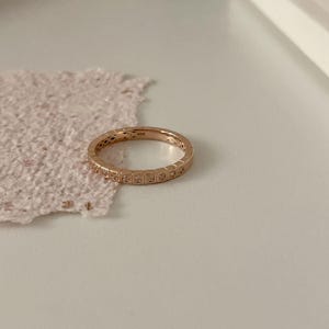 14K Solid Gold Minimalist Two Way Ring Reversible CZ Ring Double Sided ...