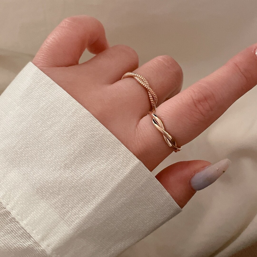 Rope Twisted Ring 14K Solid Gold Women Dainty Ring Layering Stacking ...