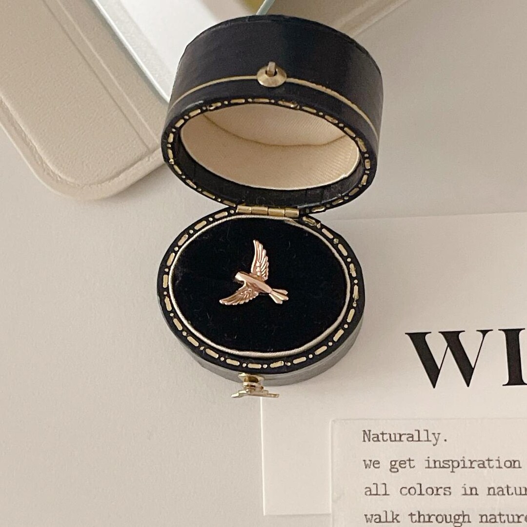 14k Solid Gold Minimalist Bird Piercing Bird Stud Earring Cartilage ...